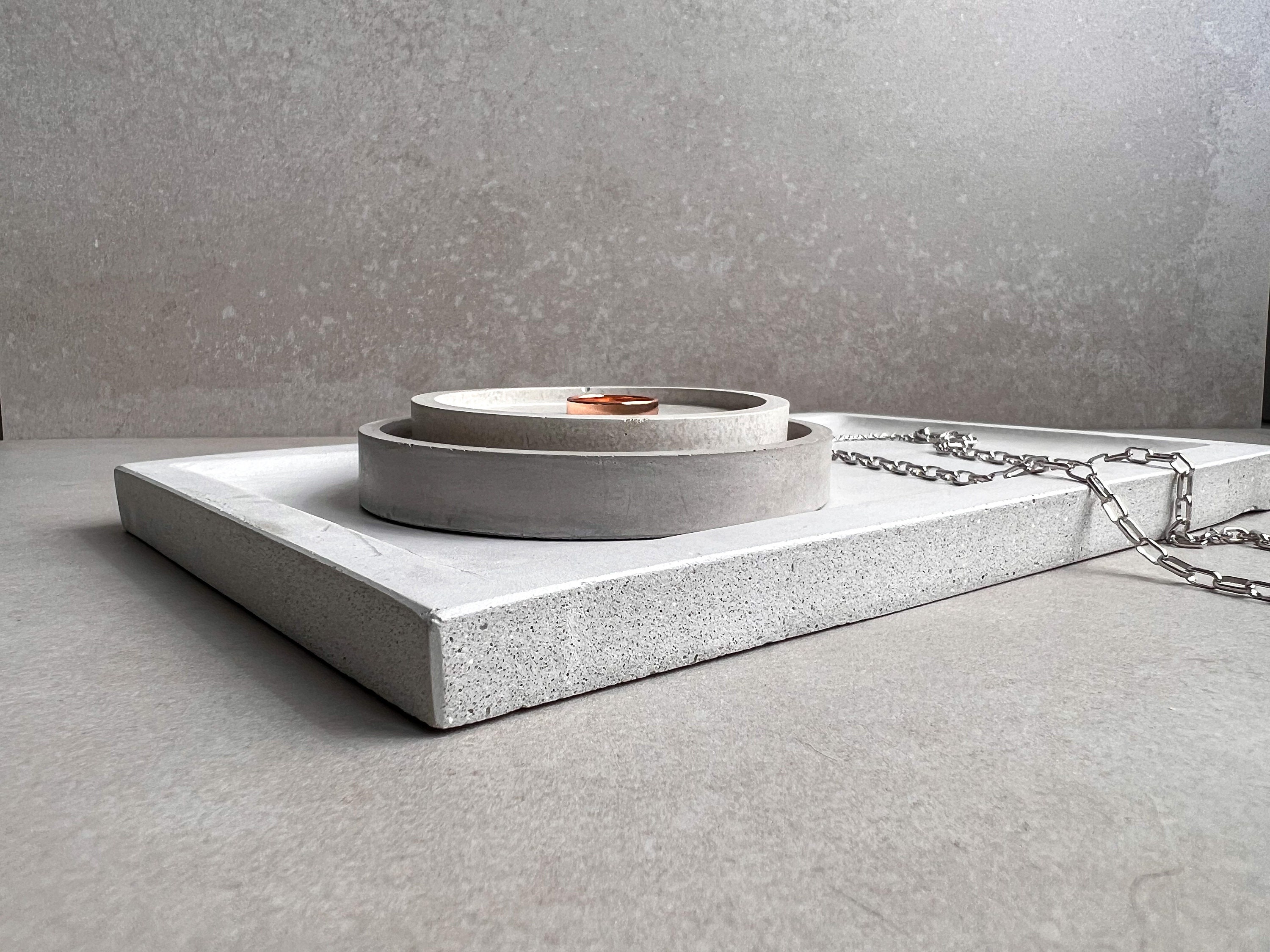 Rectangle Concrete Tray, Decorative Trinket Dish, Japandi Jewelry ...