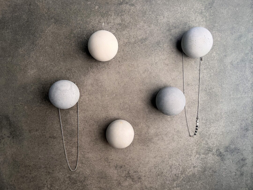 Round Cement Hook, Sphere Knob, Hat Hook, Modern Hook, Decorative Peg ...