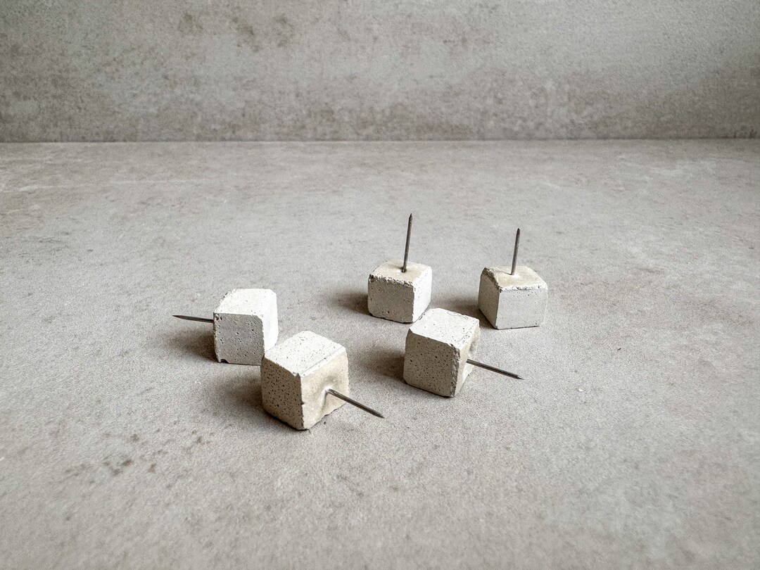 Concrete Push Pins, Minimalist Thumb Tack, Modern Office Decor, Cement ...