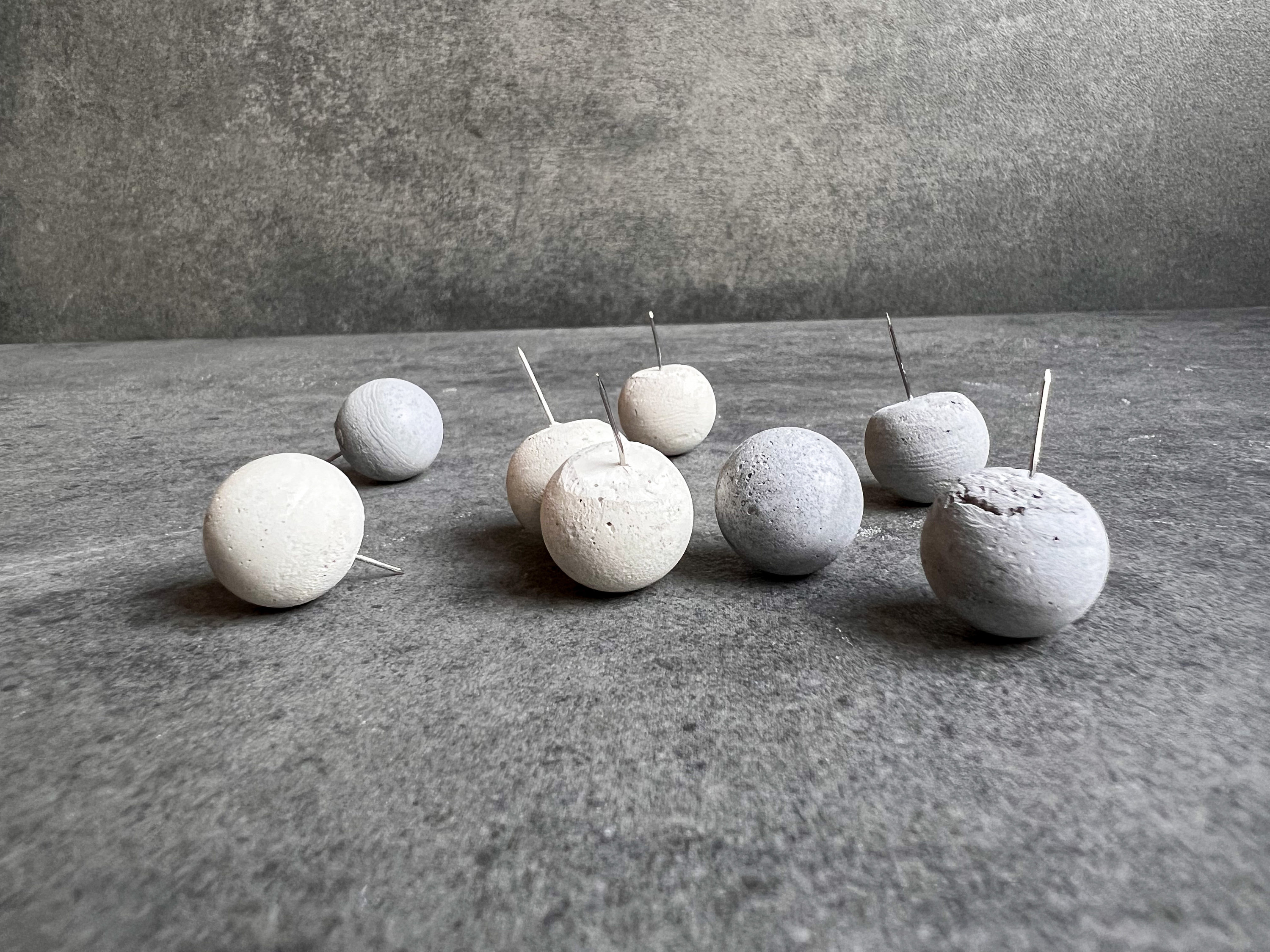 Concrete Ball Push Pins, Minimalist Thumb Tacks, Modern Office Decor ...
