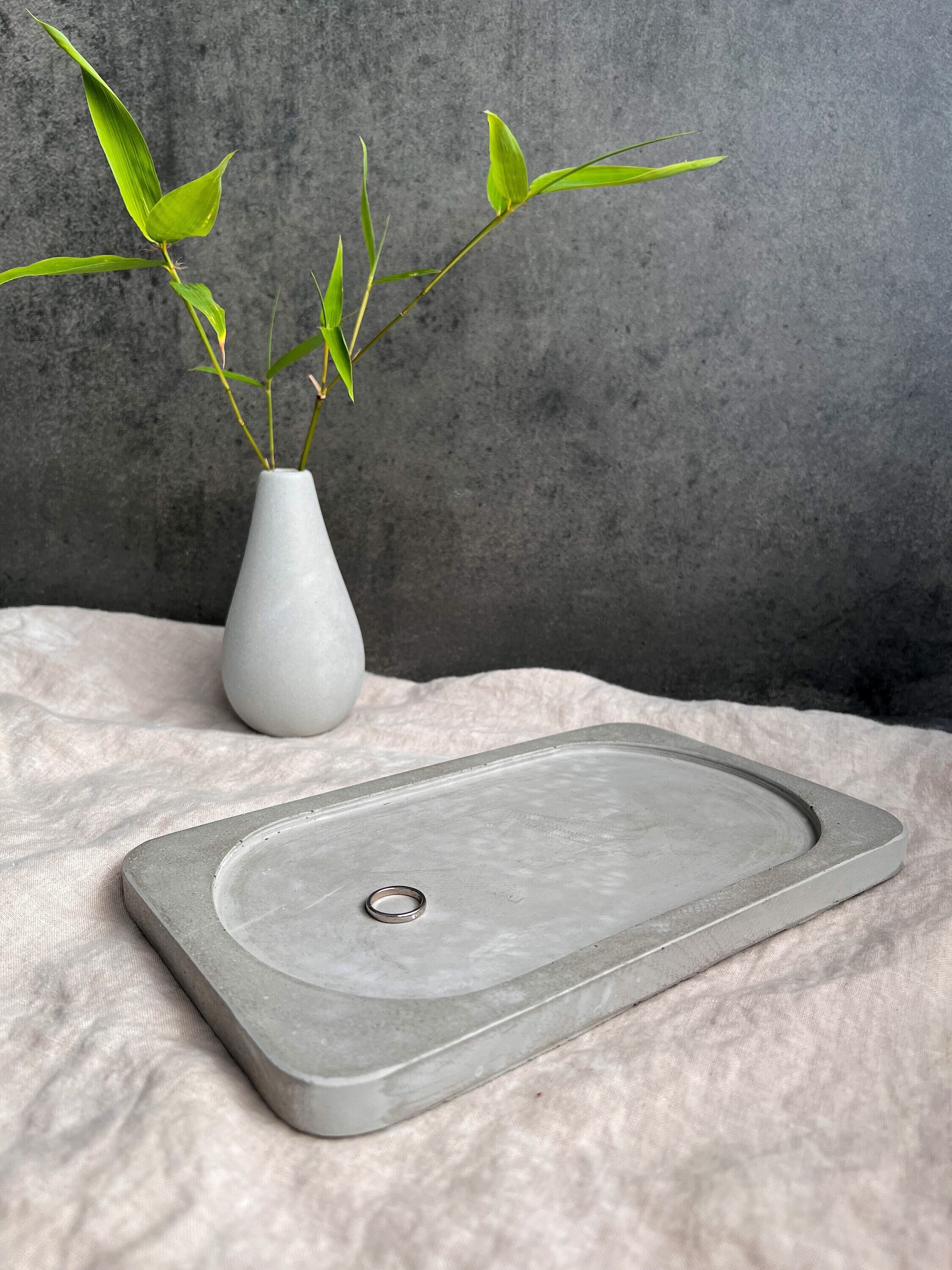 Large Concrete Tray, Decorative Trinket Tray, Minimalist Cement ...