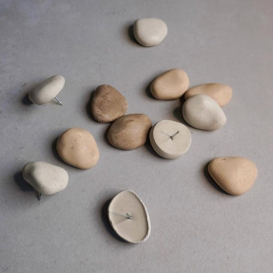 Pebble Concrete Push Pins | Minimalist Thumb Tacks for Cork Board ...