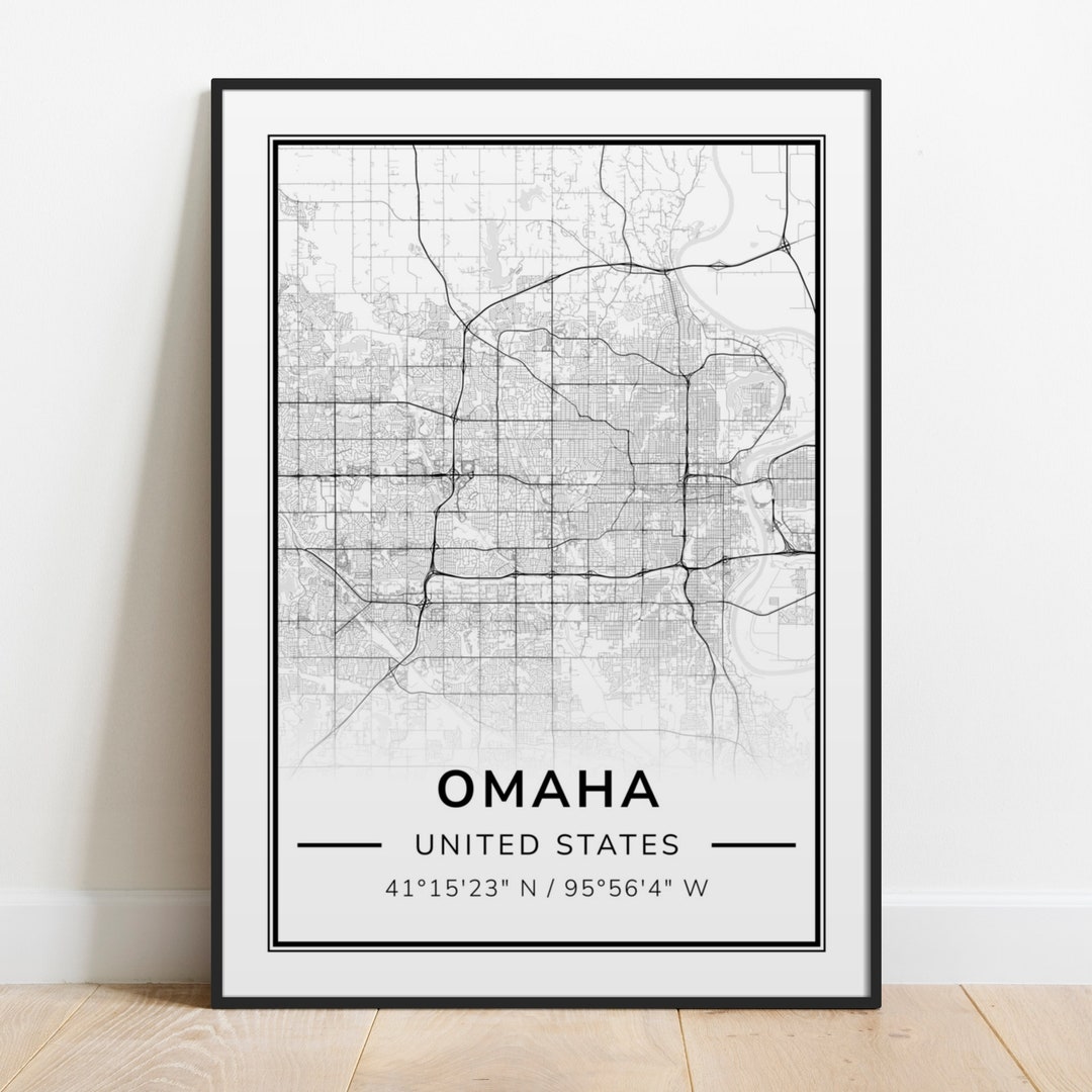 Omaha City Map Print, Street Map Poster, Home Decor, Wall Art, Gift ...