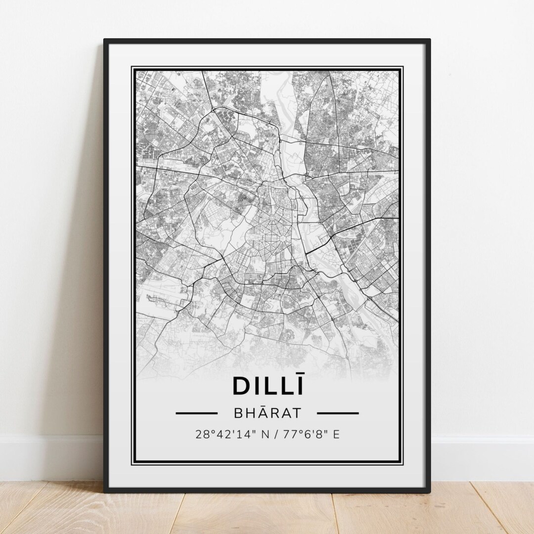 Delhi City Map Print, Dillī Street Map Poster, Home Decor, Wall Art ...