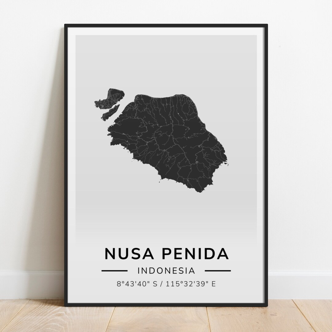 Nusa Penida City Map Print, Street Map Poster, Home Decor, Wall Art ...