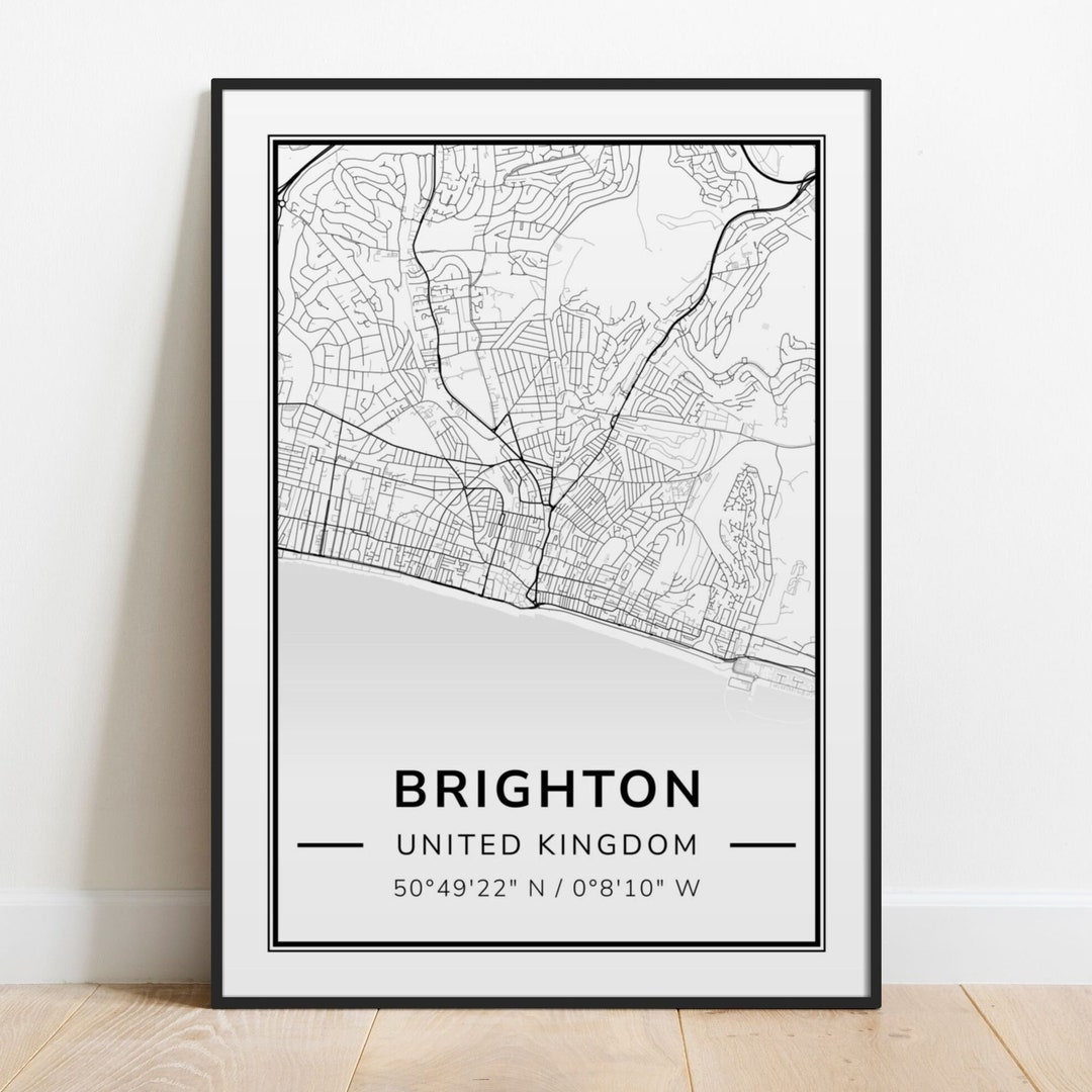 Brighton City Map Print, Street Map Poster, Home Decor, Wall Art, Gift ...