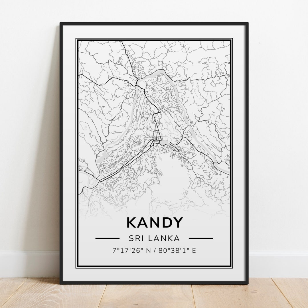 Kandy City Map Print, Street Map Poster, Home Decor, Wall Art, Gift ...