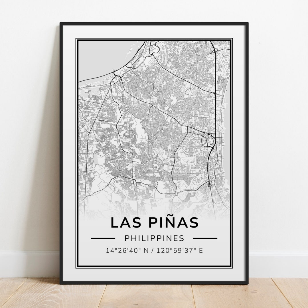 Las Piñas City Map Print, Street Map Poster, Home Decor, Wall Art, Gift ...