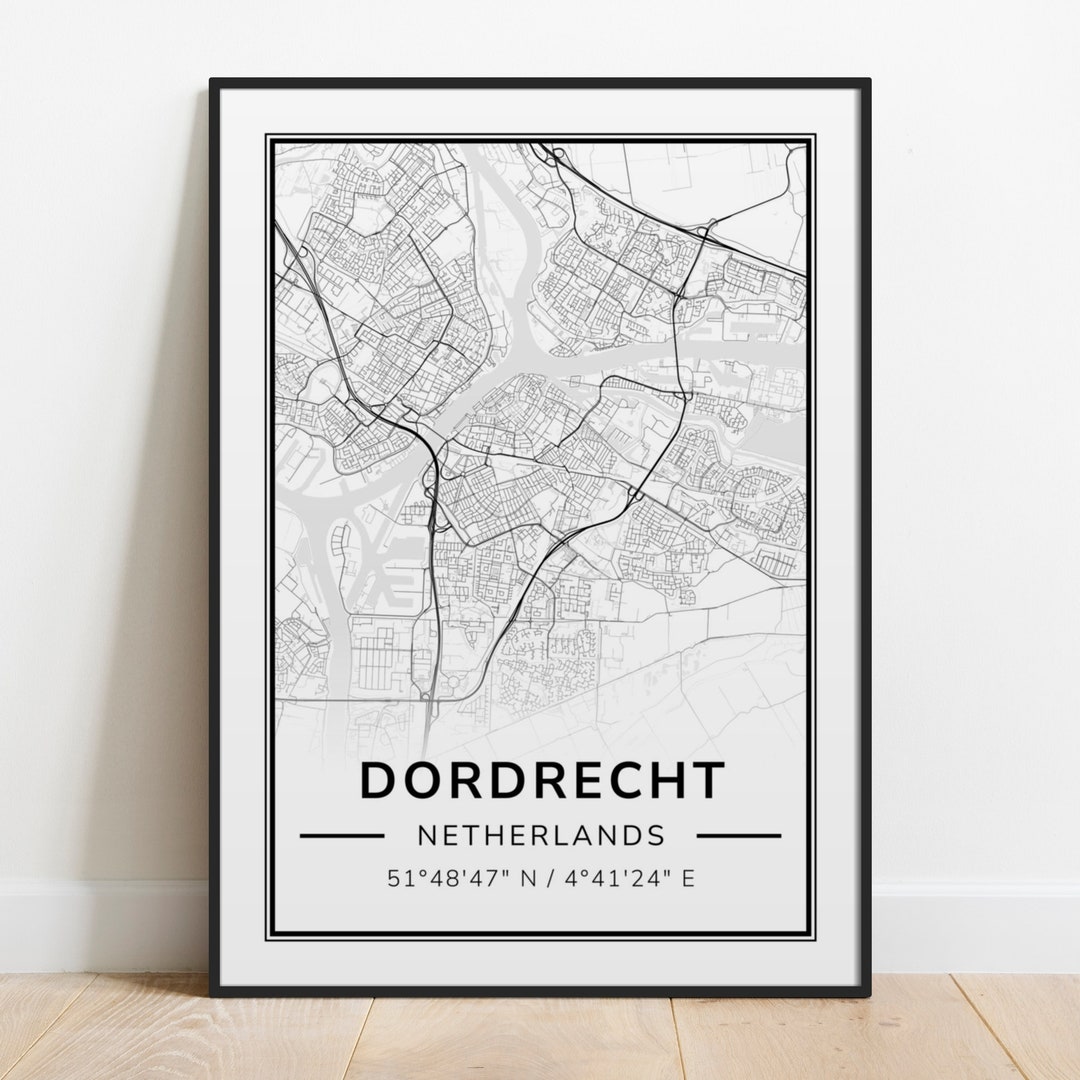 Dordrecht City Map Print, Street Map Poster, Home Decor, Wall Art, Gift ...