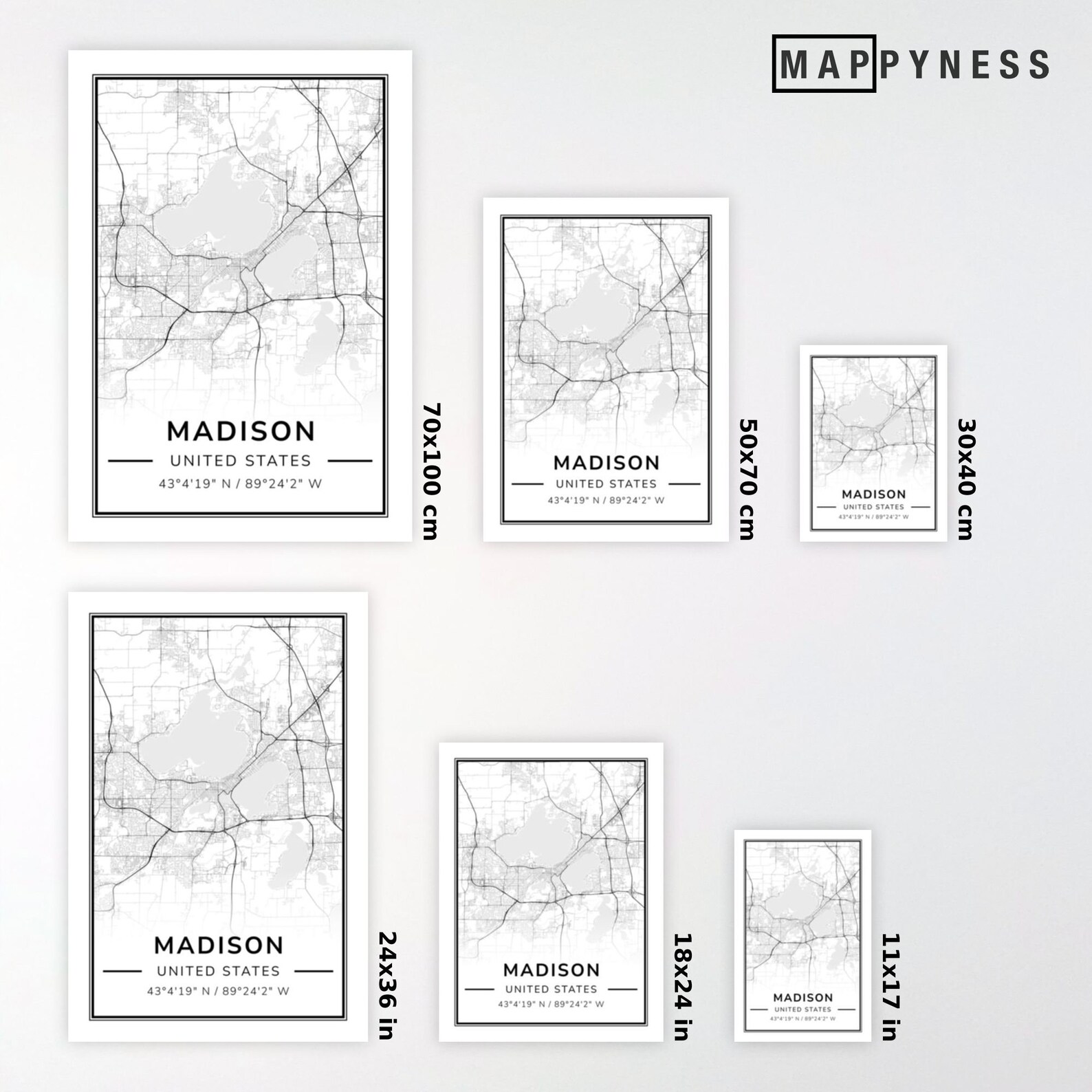 Madison City Map Print, Street Map Poster, Home Decor, Wall Art, Gift ...