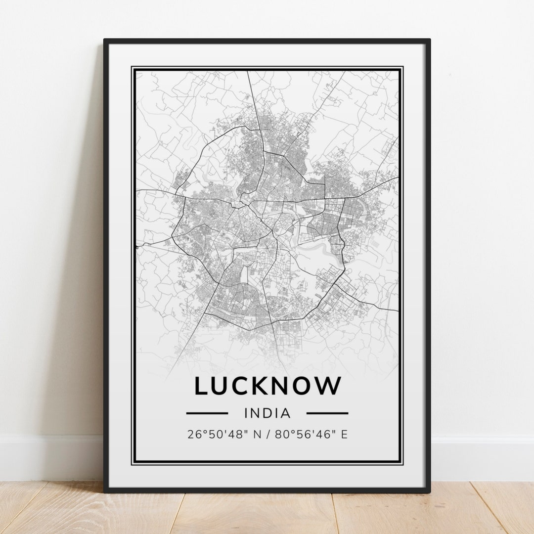 Lucknow City Map Print, Street Map Poster, Home Decor, Wall Art, Gift ...