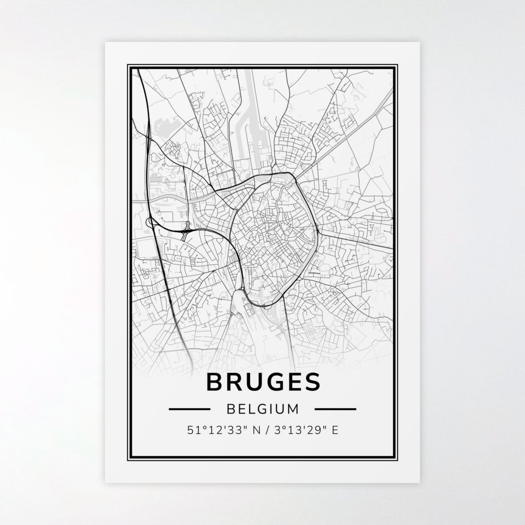 Bruges City Map Print Street Map Poster Home Decor Wall - Etsy