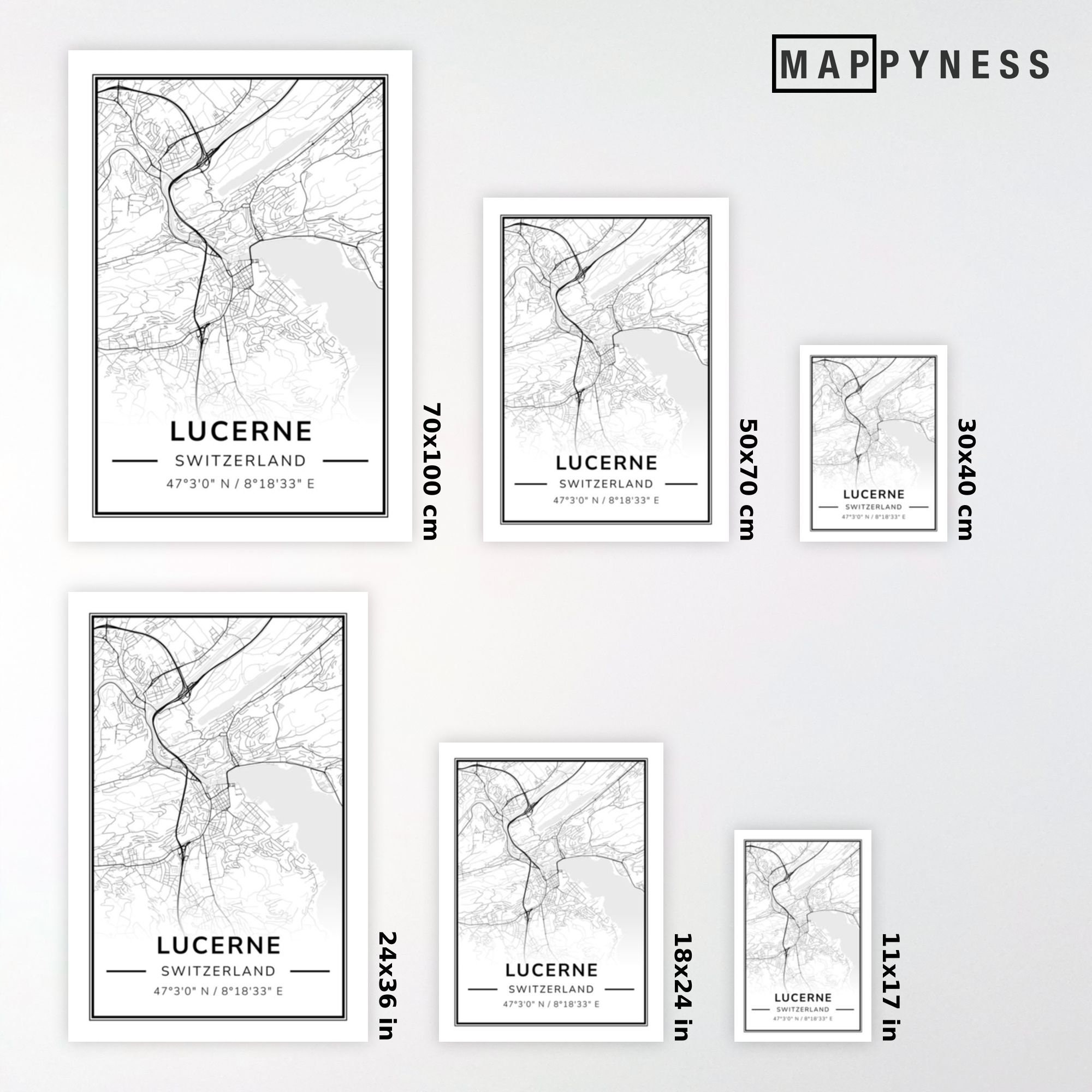 Lucerne City Map Print, Street Map Poster, Home Decor, Wall Art, Gift ...