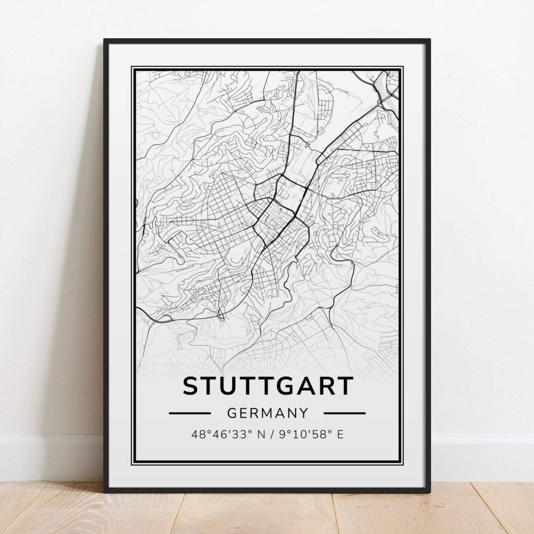 Stuttgart City Map Print, Street Map Poster, Home Decor, Wall Art, Gift ...