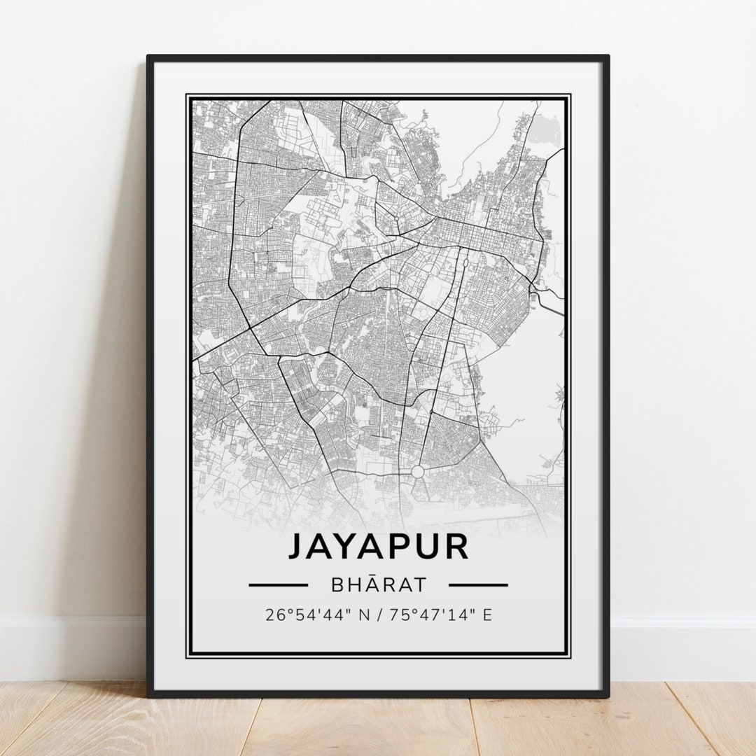 Jaipur City Map Print, Jayapur Street Map Poster, Home Decor, Wall Art ...