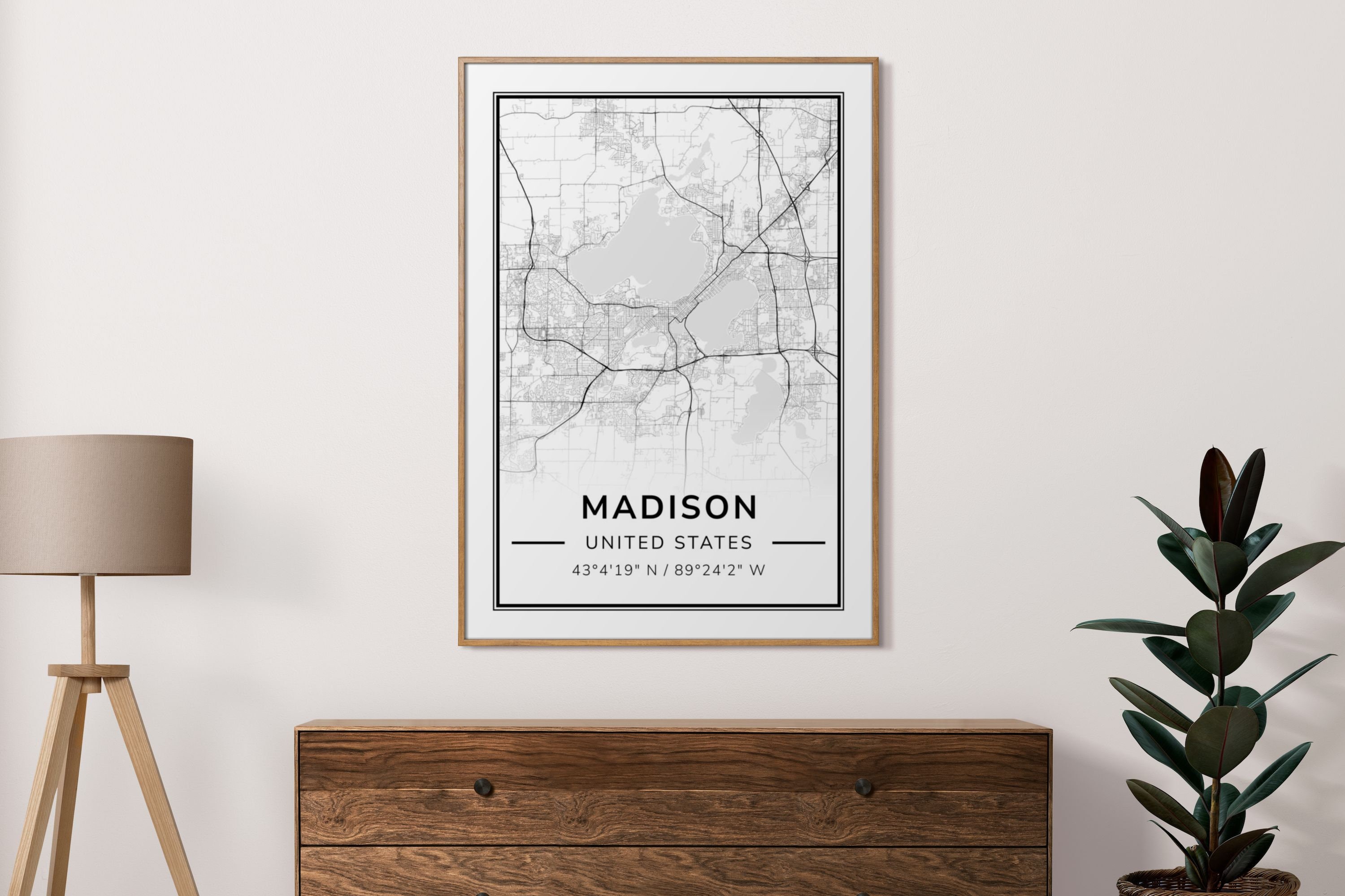 Madison City Map Print, Street Map Poster, Home Decor, Wall Art, Gift ...