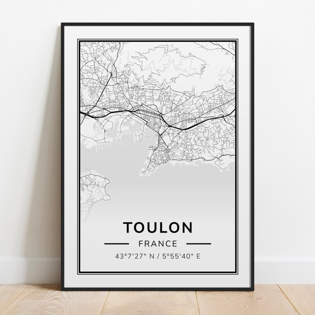 Toulon City Map Print, Street Map Poster, Home Decor, Wall Art, Gift ...