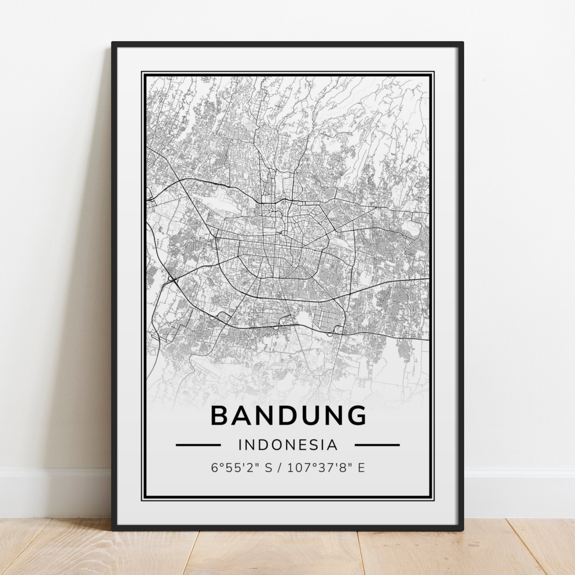 Bandung City Map Print, Street Map Poster, Home Decor, Wall Art, Gift ...