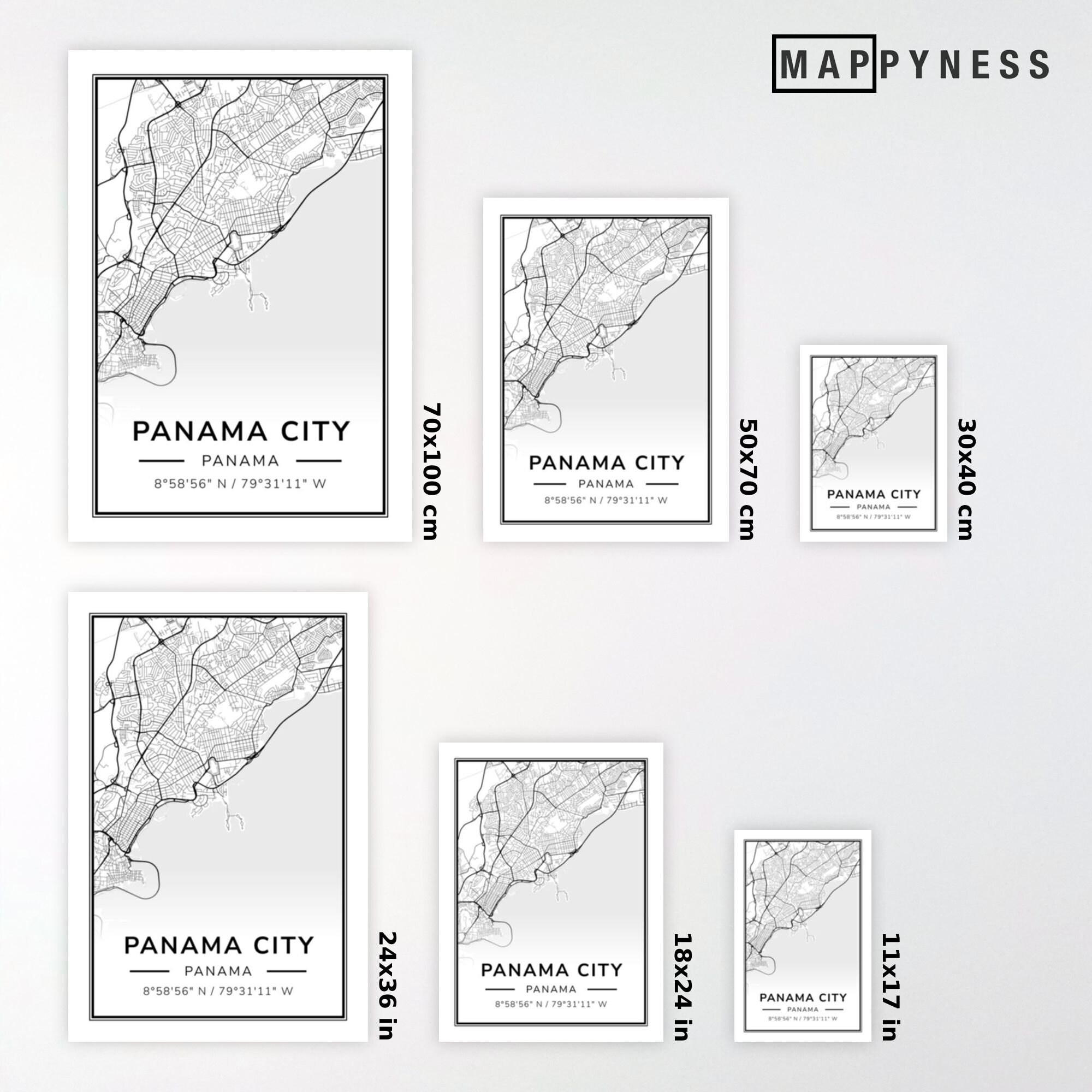 Panama City Map Print, Street Map Poster, Home Decor, Wall Art, Gift ...