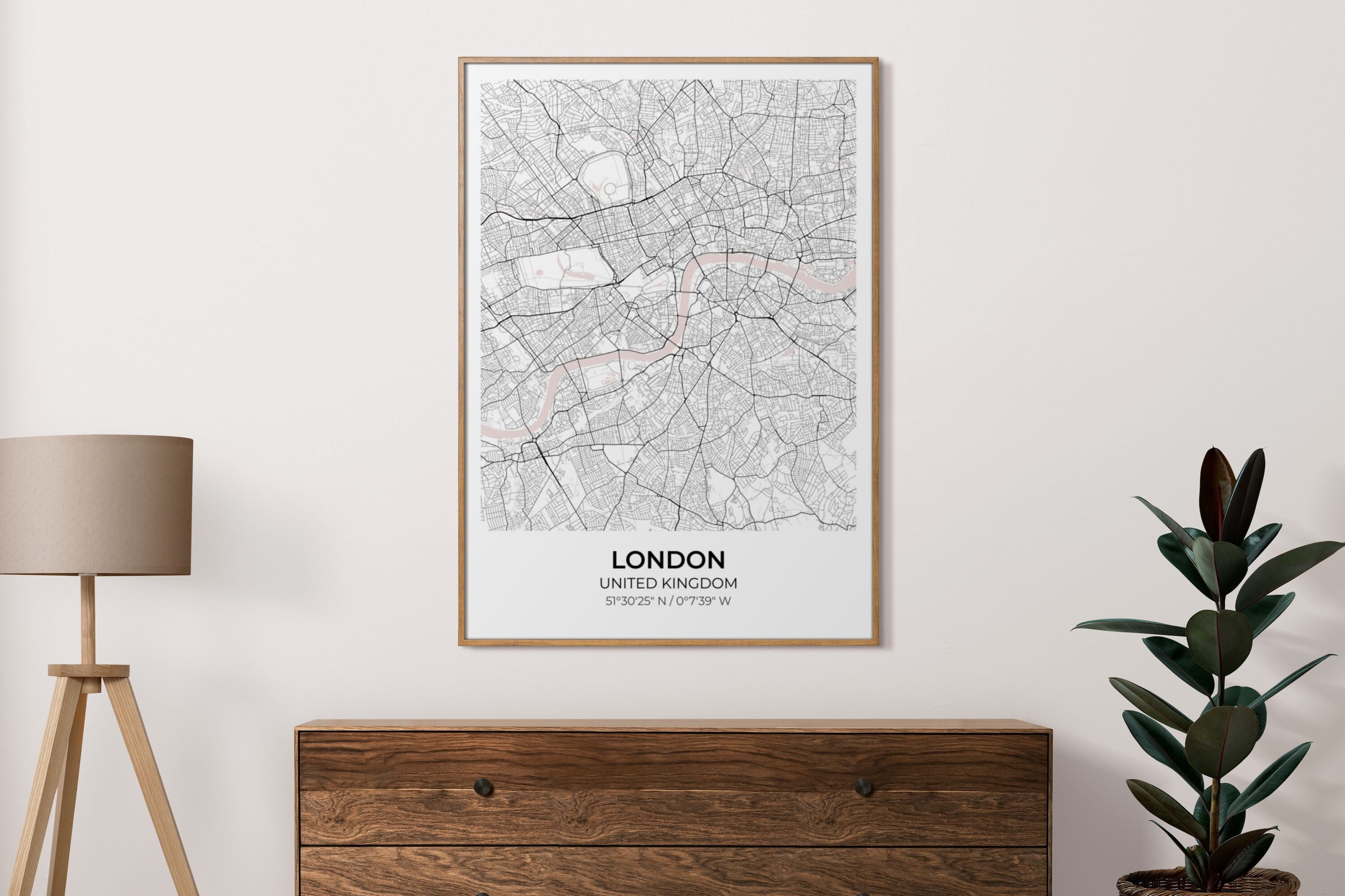 London City Map Print, Street Map Poster, Home Decor, Wall Art, Gift ...