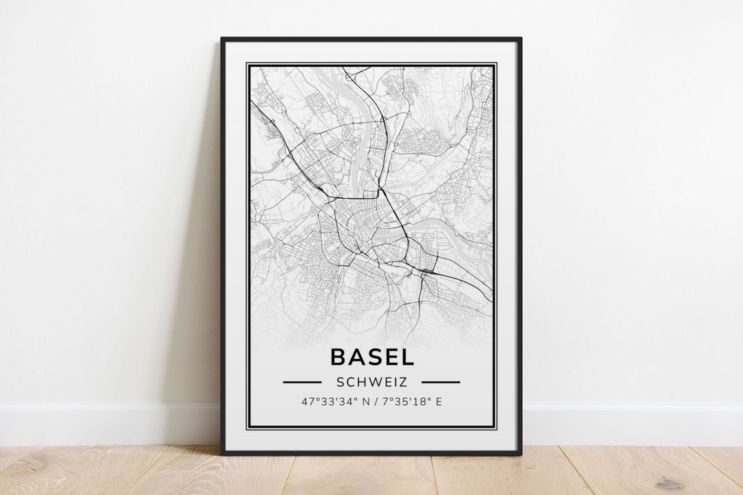 Basel City Map Print, Street Map Poster, Home Decor, Wall Art, Gift ...
