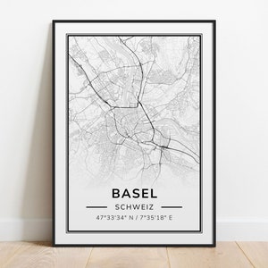 Basel City Map Print, Street Map Poster, Home Decor, Wall Art, Gift ...