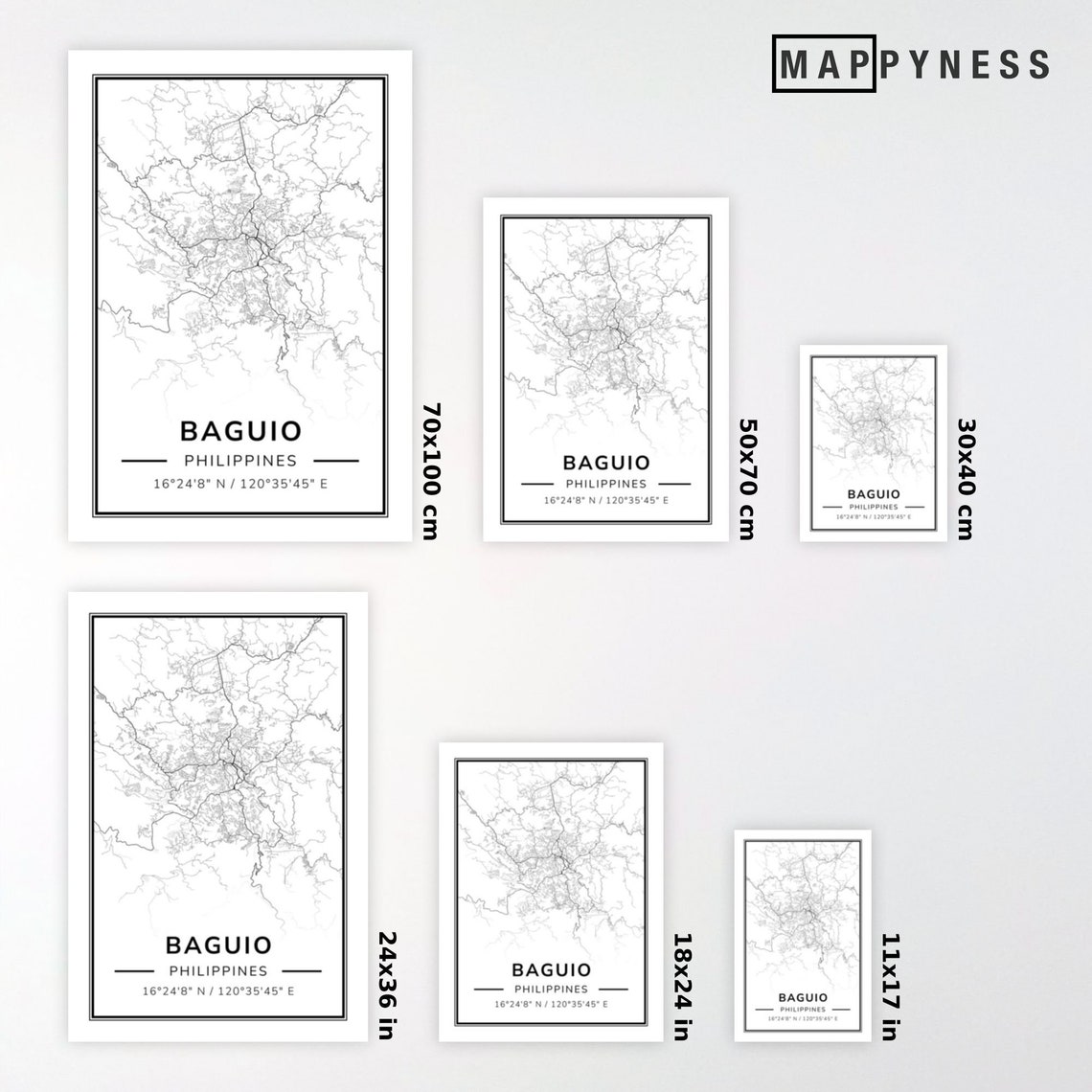 Baguio City Map Print, Street Map Poster, Home Decor, Wall Art, Gift ...