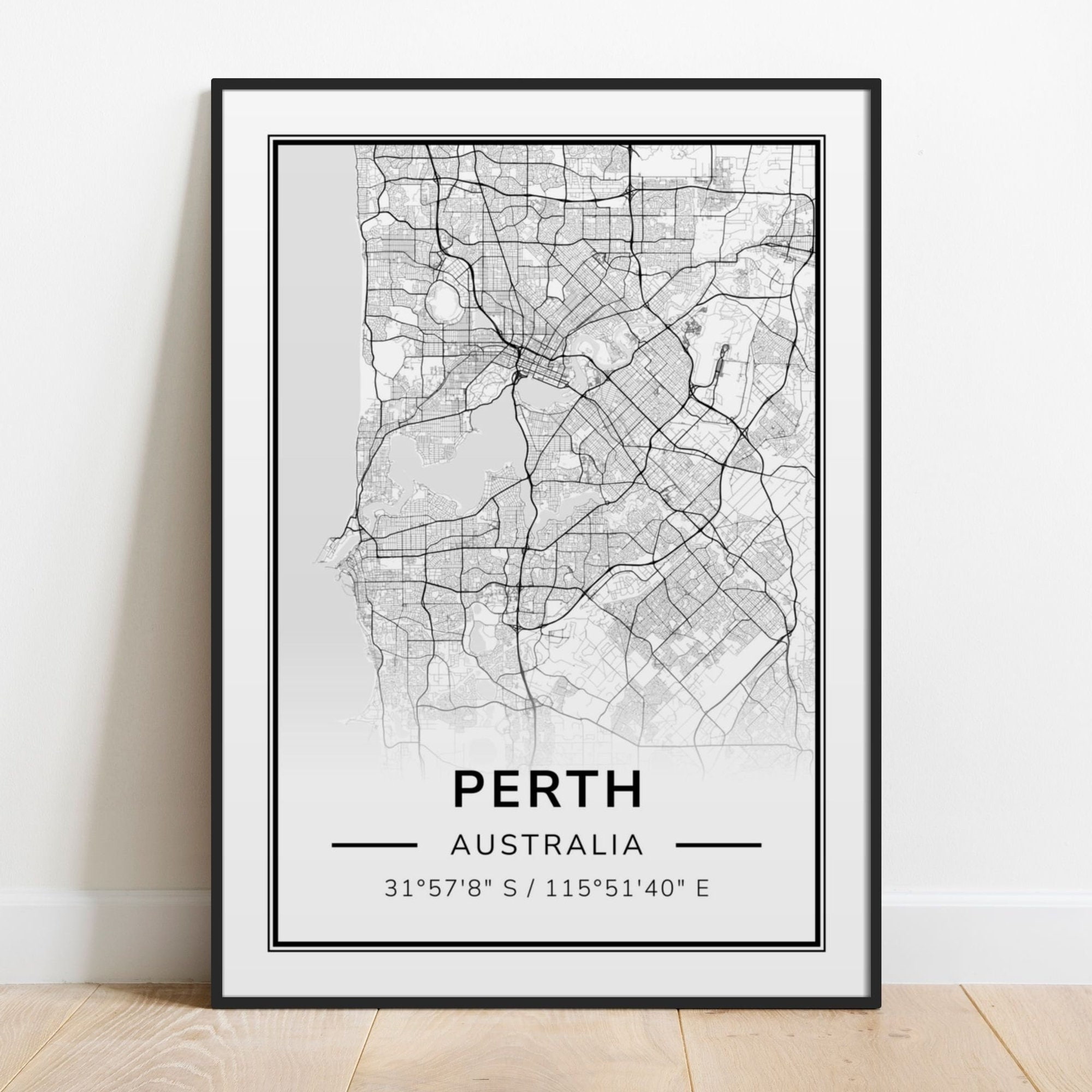 Perth City Map Print, Street Map Poster, Home Decor, Wall Art, Gift ...