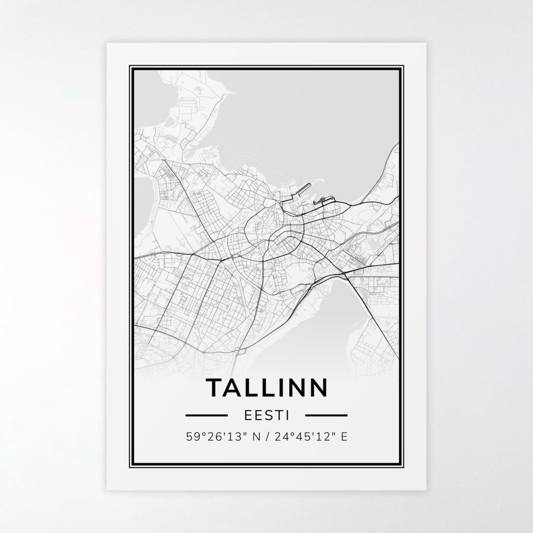Tallinn City Map Print Street Map Poster Home Decor Wall - Etsy