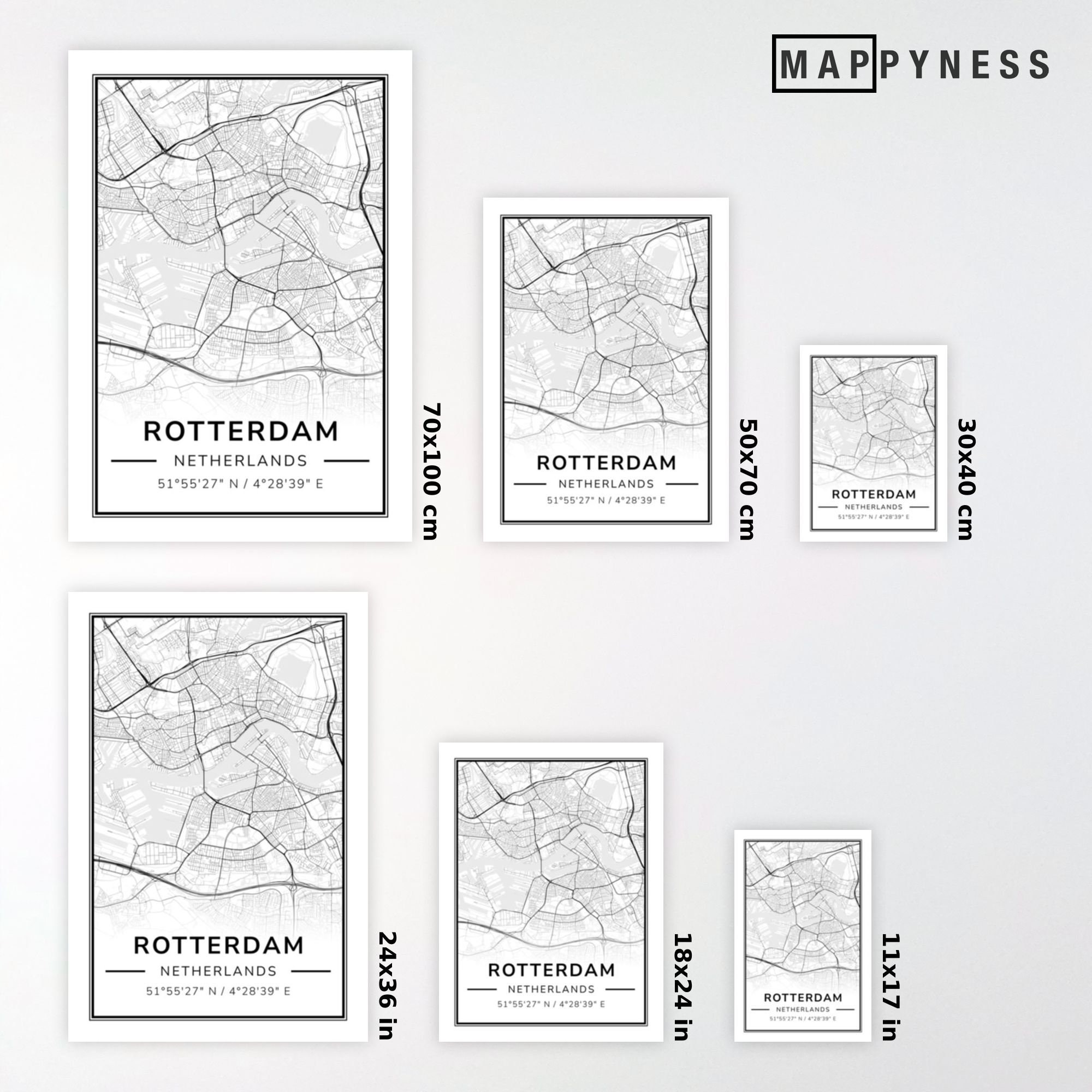 Rotterdam City Map Print, Street Map Poster, Home Decor, Wall Art, Gift ...
