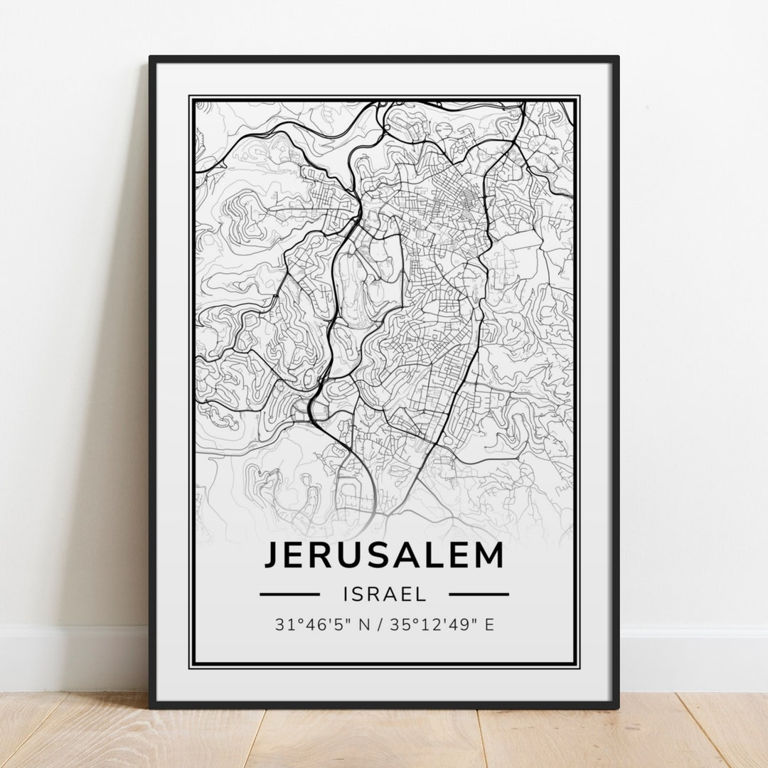 Jerusalem City Map Print, Street Map Poster, Home Decor, Wall Art, Gift Ideas - Etsy