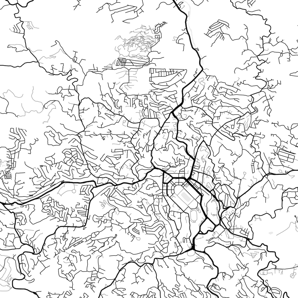 Baguio City Map Print, Street Map Poster, Home Decor, Wall Art, Gift ...