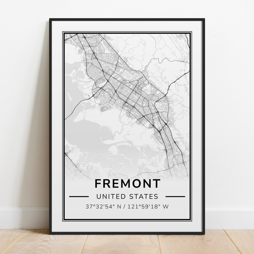Fremont City Map Print, Street Map Poster, Home Decor, Wall Art, Gift ...