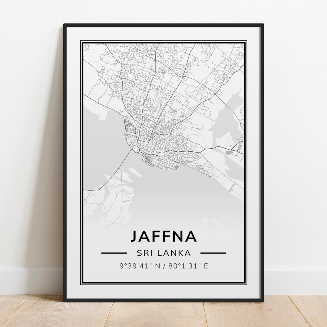 Jaffna City Map Print, Street Map Poster, Home Decor, Wall Art, Gift ...