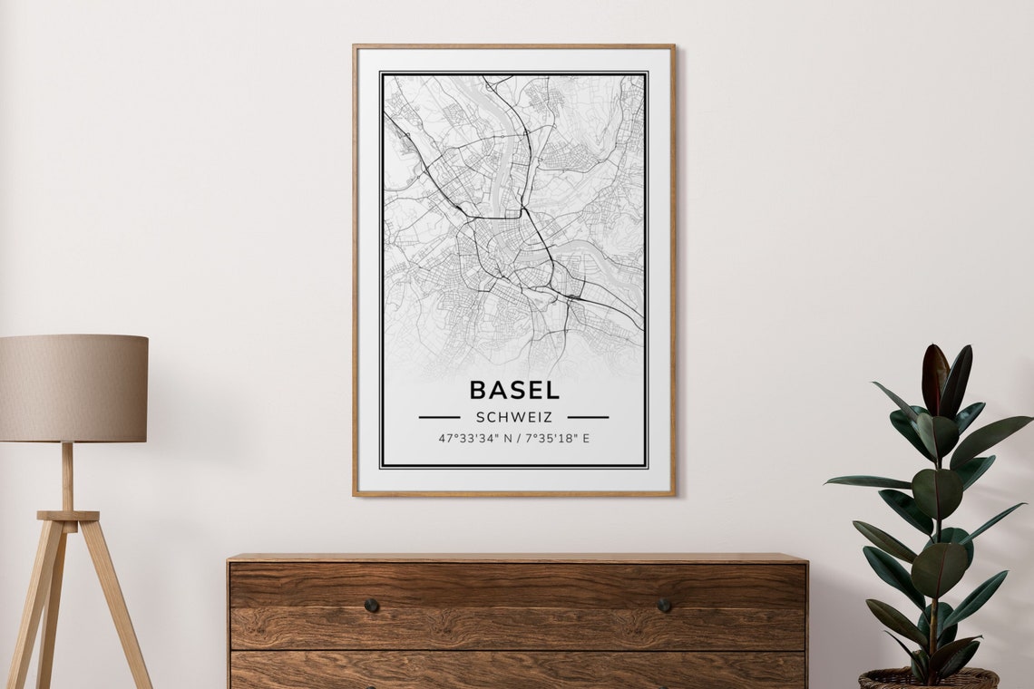 Basel City Map Print, Street Map Poster, Home Decor, Wall Art, Gift ...