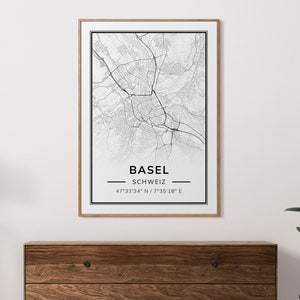 Basel City Map Print, Street Map Poster, Home Decor, Wall Art, Gift ...