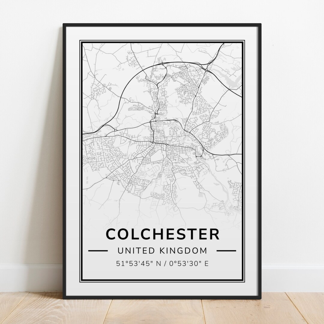 Colchester Stadt Karte Druck, Straßen Karte Poster, Dekoration ...