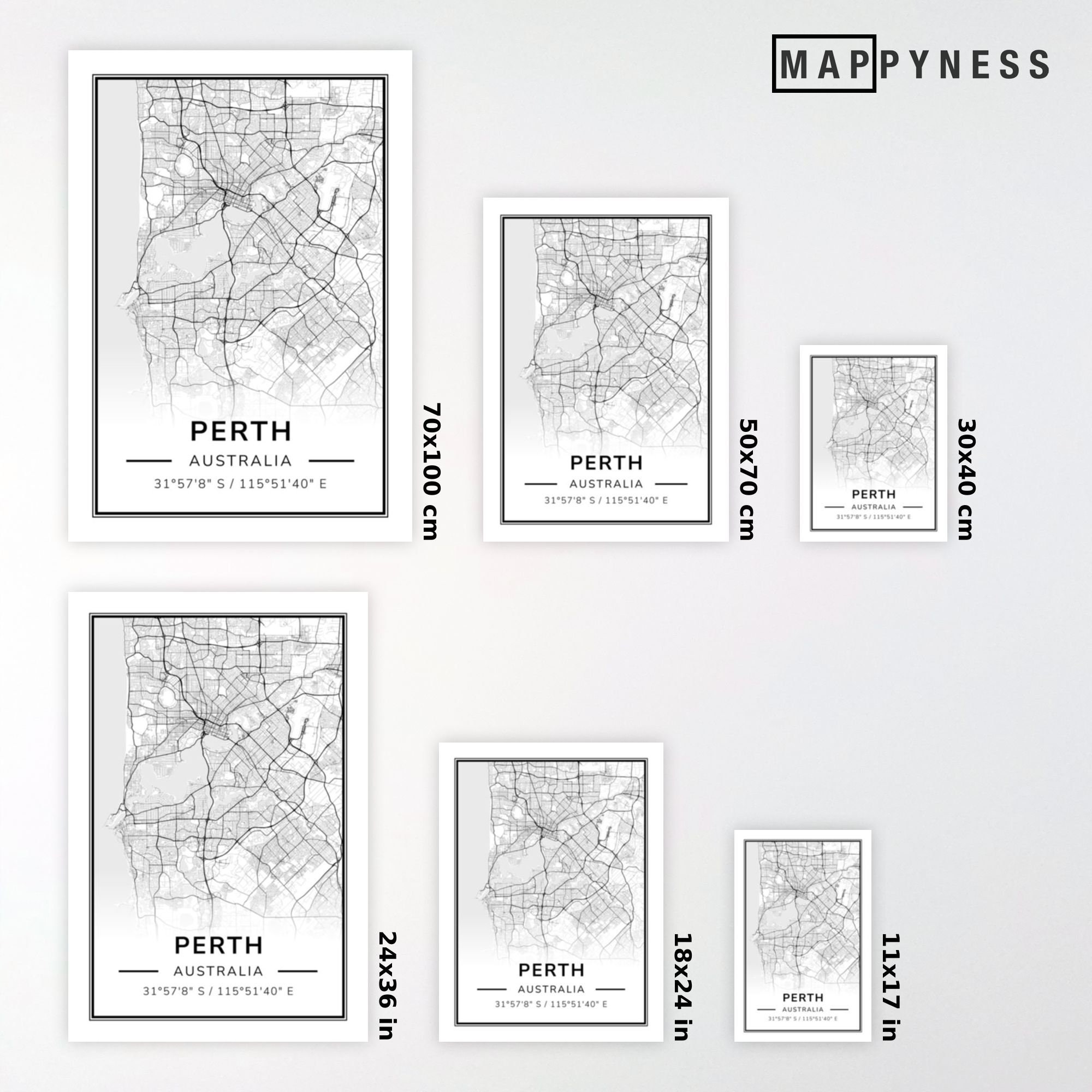 Perth City Map Print, Street Map Poster, Home Decor, Wall Art, Gift ...
