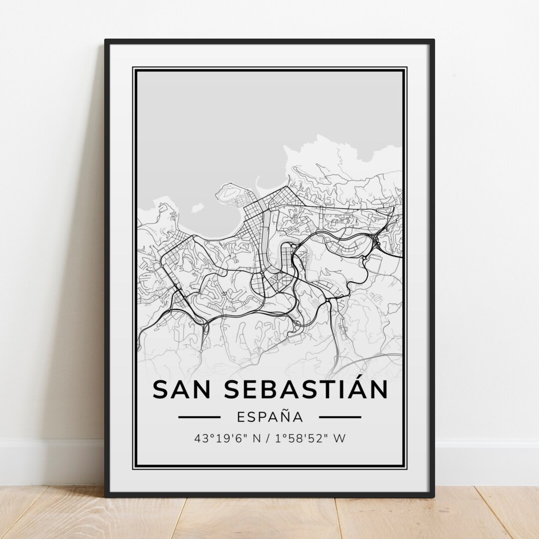 San Sebastian City Map Print, Street Map Poster, Home Decor, Wall Art ...