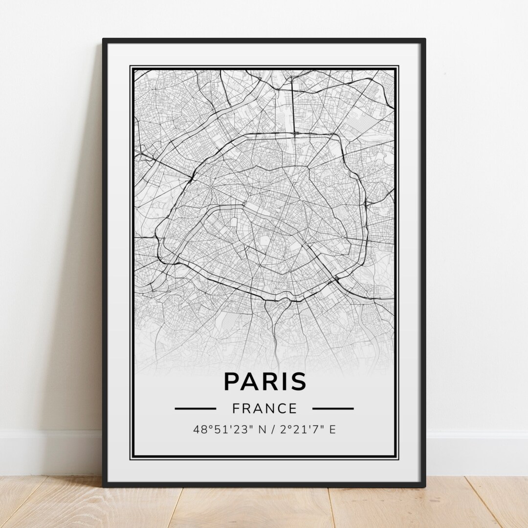Paris City Map Print, Street Map Poster, Home Decor, Wall Art, Gift ...