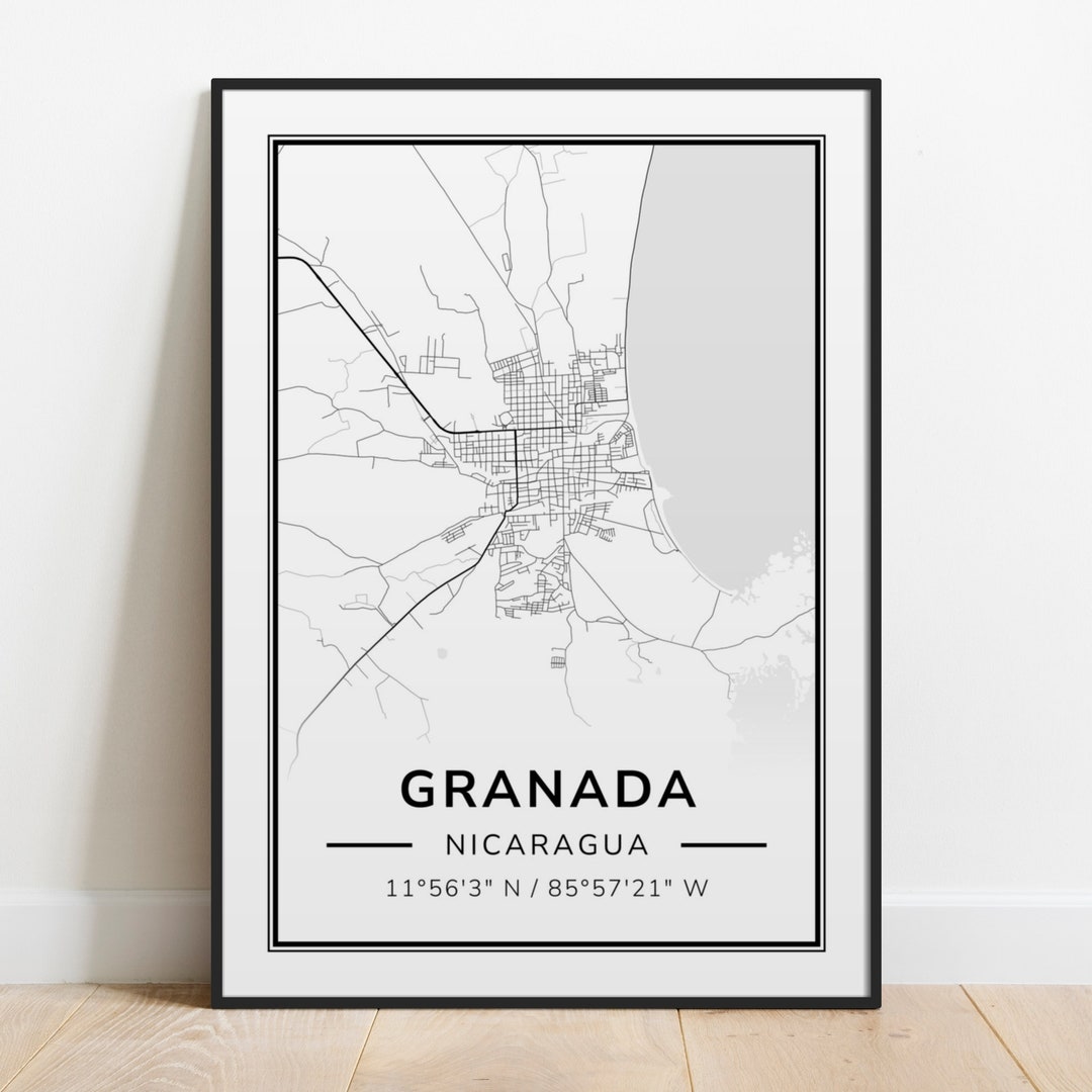 Granada City Map Print, Street Map Poster, Home Decor, Wall Art, Gift ...