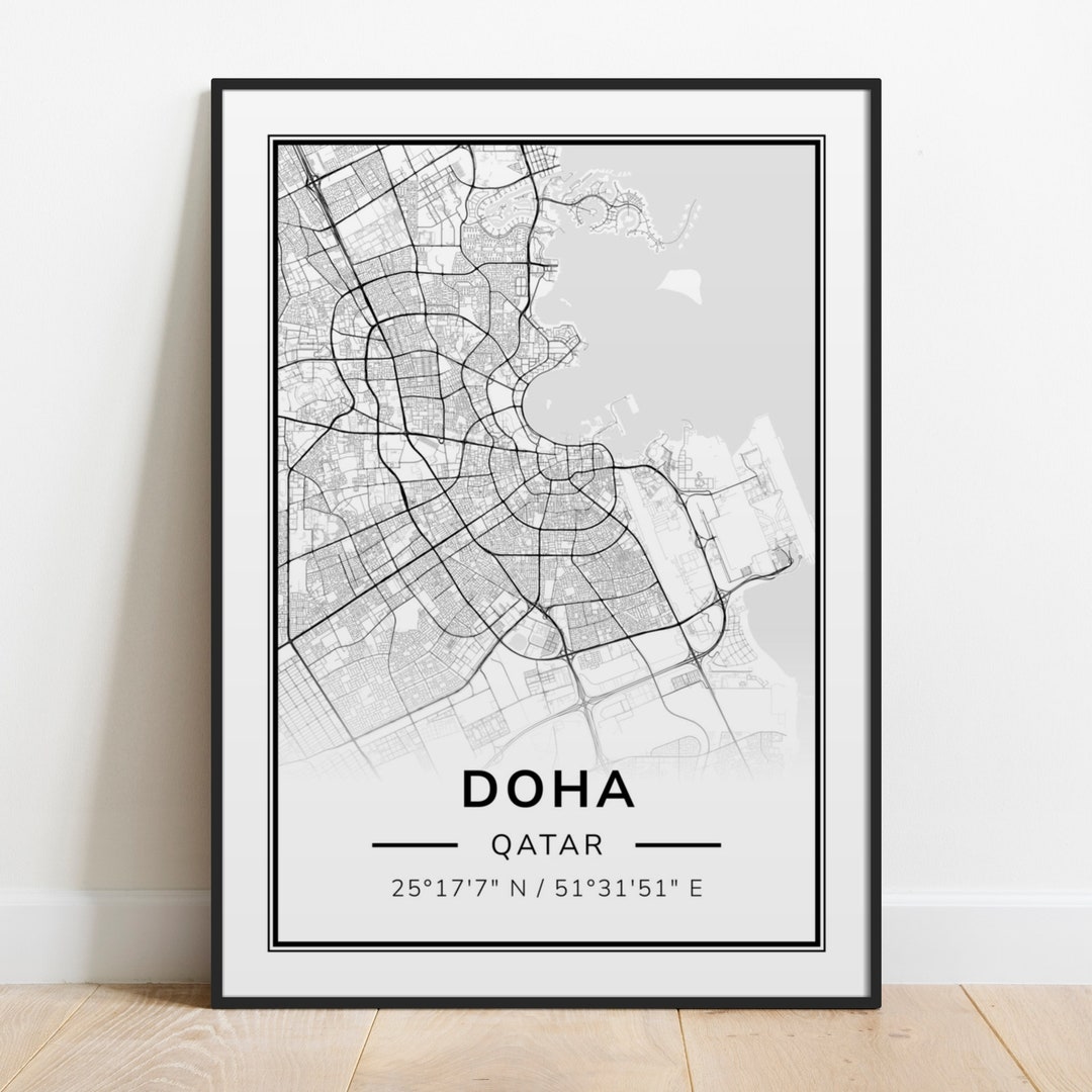 Doha City Map Print, Street Map Poster, Home Decor, Wall Art, Gift Ideas - Etsy