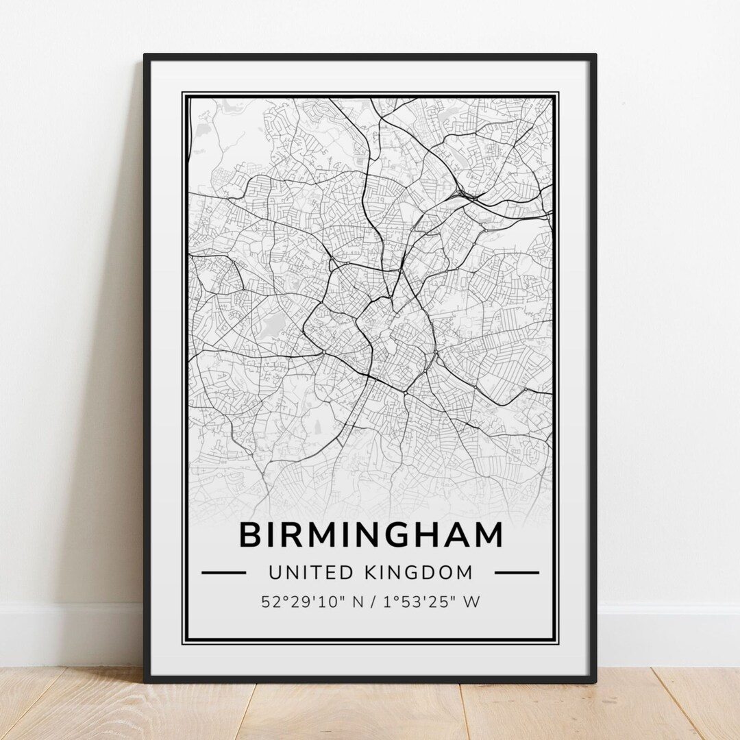 Birmingham City Map Print, Street Map Poster, Home Decor, Wall Art ...