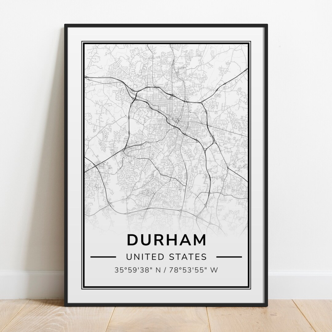 Durham City Map Print, Street Map Poster, Home Decor, Wall Art, Gift ...