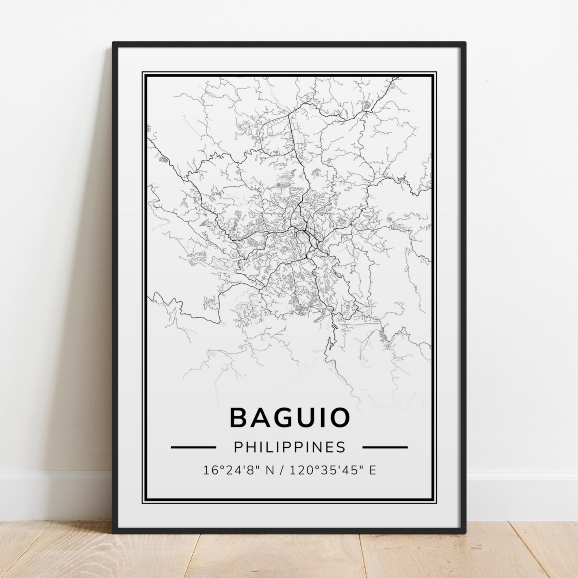 Baguio City Map Print, Street Map Poster, Home Decor, Wall Art, Gift ...