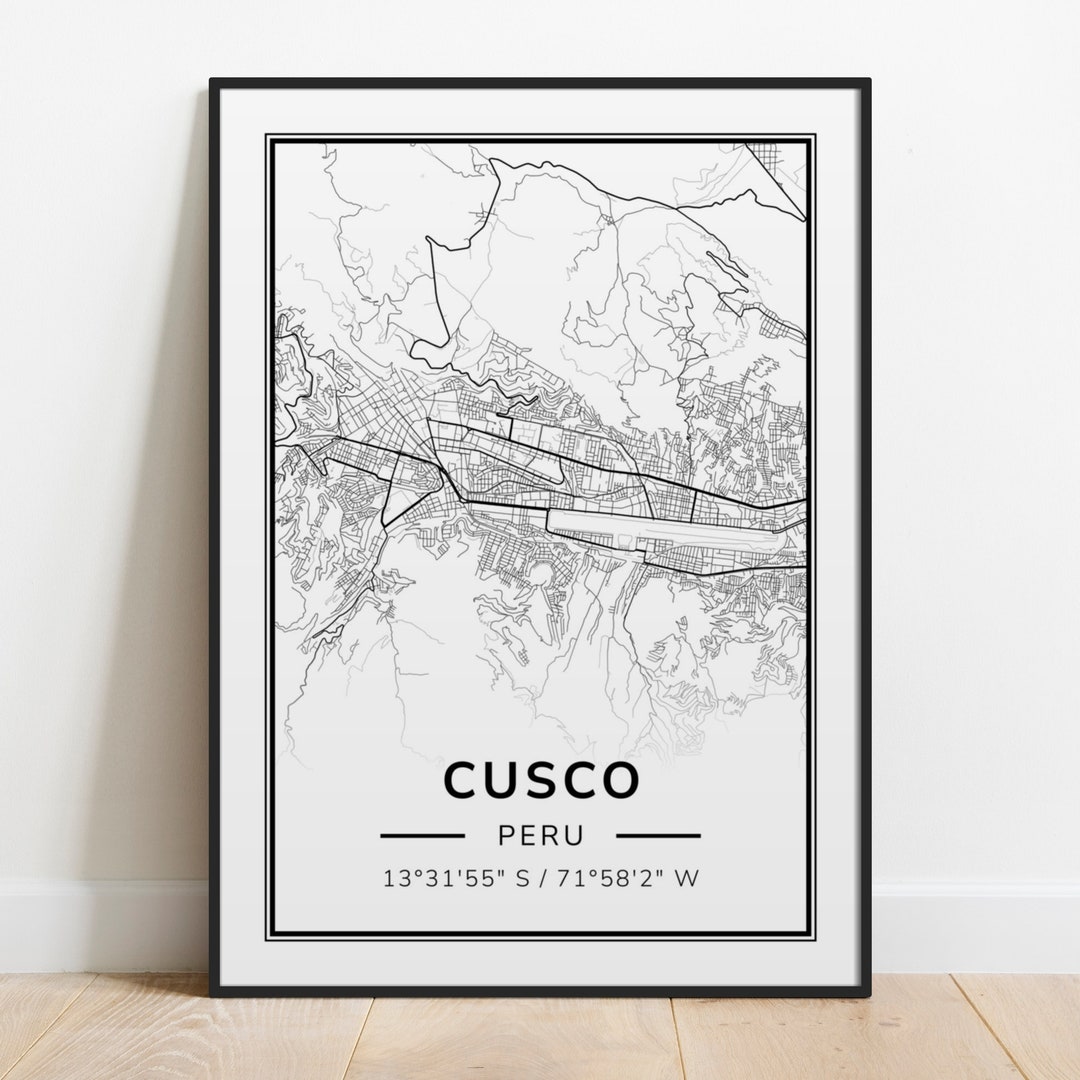 Cusco City Map Print, Street Map Poster, Home Decor, Wall Art, Gift ...