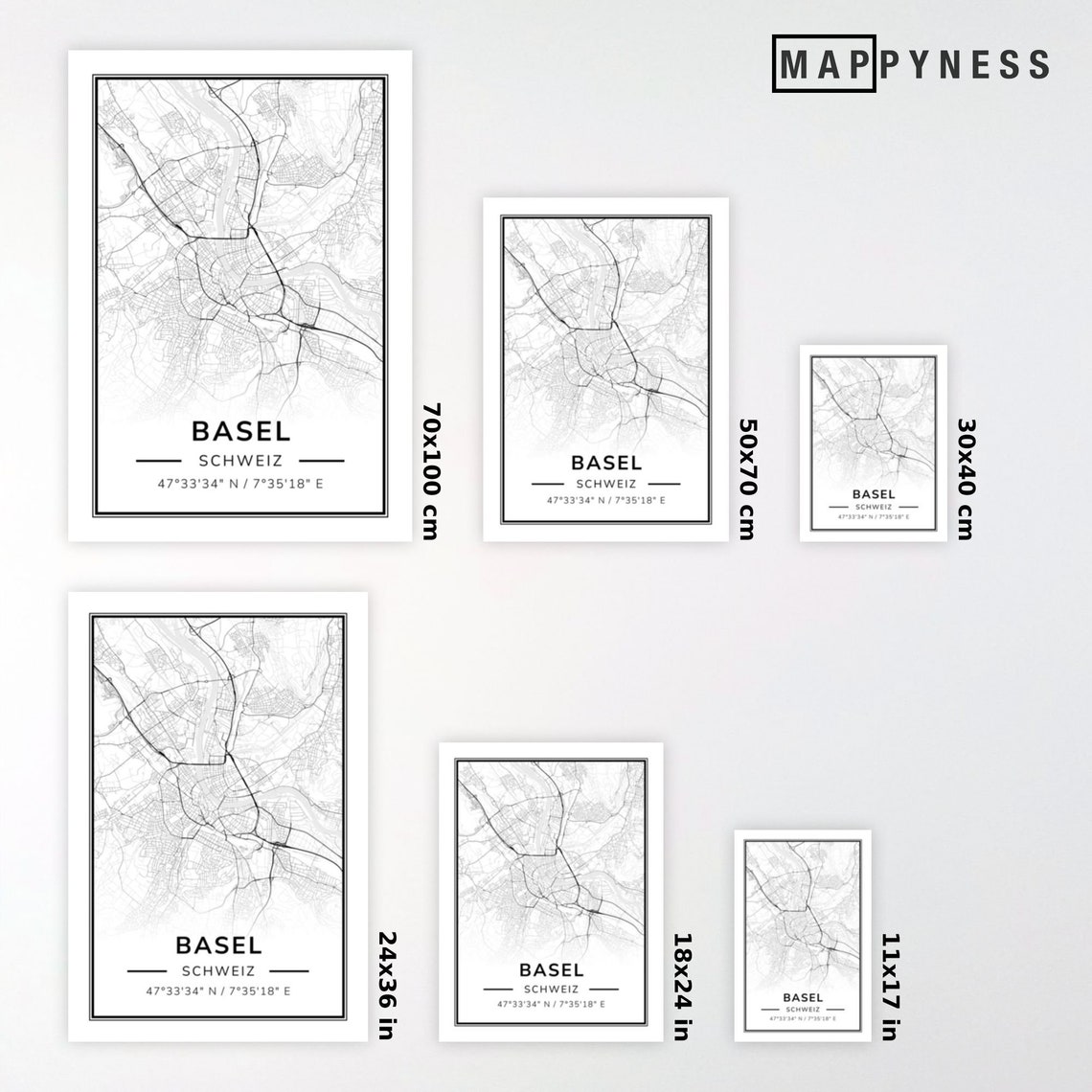 Basel City Map Print, Street Map Poster, Home Decor, Wall Art, Gift ...