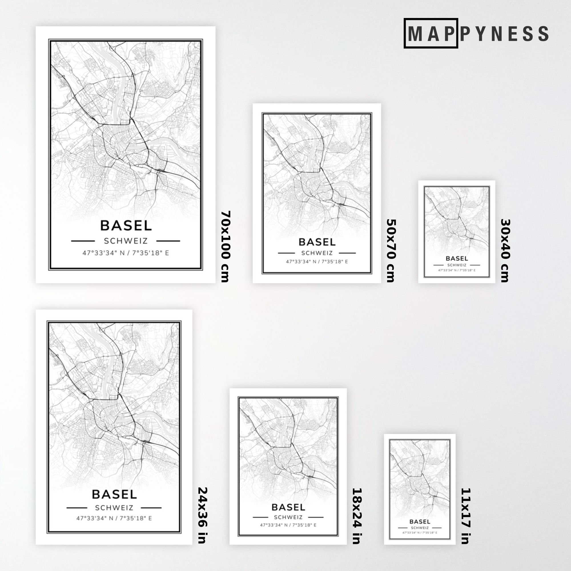 Basel City Map Print, Street Map Poster, Home Decor, Wall Art, Gift ...