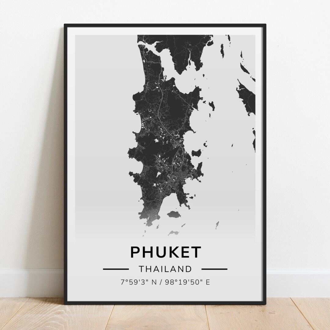 Phuket City Map Print, Street Map Poster, Home Decor, Wall Art, Gift ...