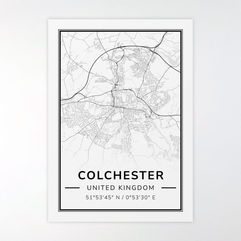 Colchester Stadt Karte Druck, Straßen Karte Poster, Dekoration ...